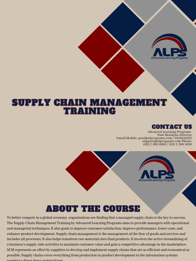 Brochure Supply Chain Management Training | PDF | Supply Chain | Supply ...