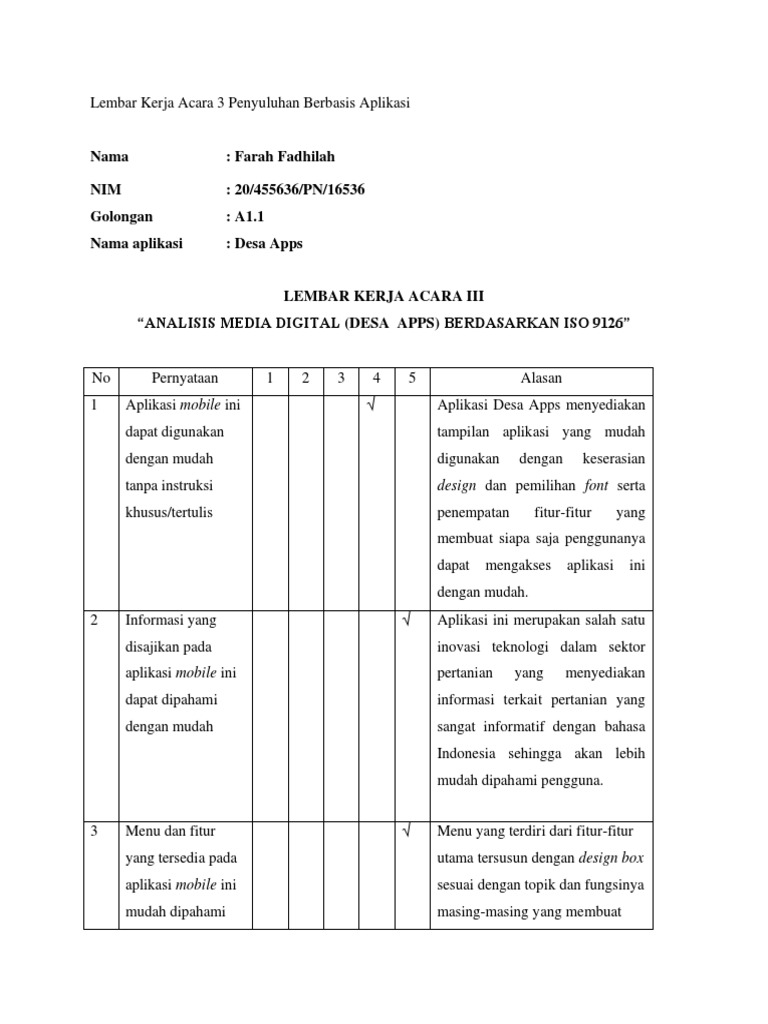 Analisis ISO 9126 Farah 455636 | PDF | Bisnis | Komputer
