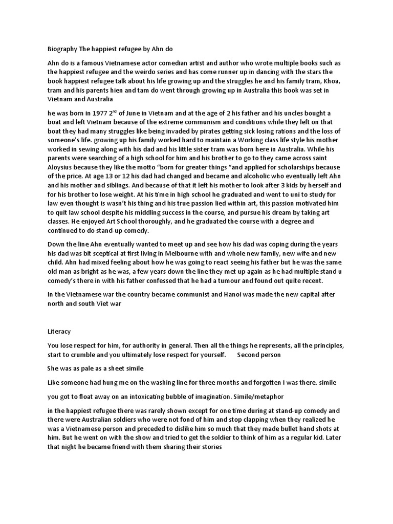 Biography The Happiest Refugee by Ahn Do | PDF | Unrest