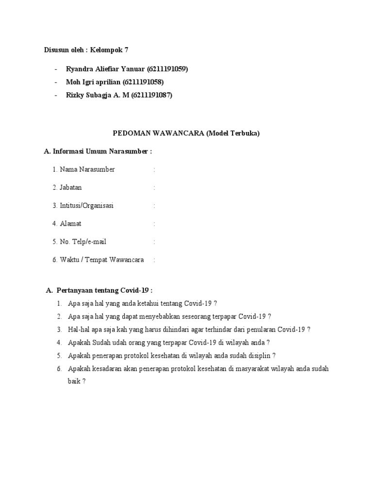 Proposal Wawancara Andra | PDF | Pengembangan Diri