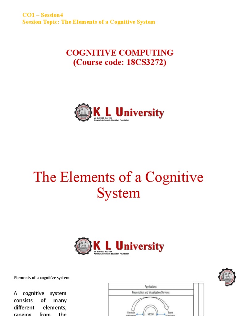 Cognitive Computing (Course Code: 18CS3272) : CO1 - Session4 Session ...