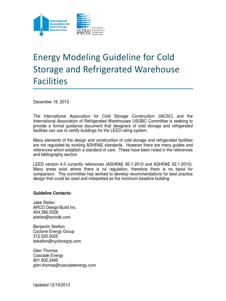 Energy Modeling Guideline For Cold Storage and Refrigerated Warehouse ...