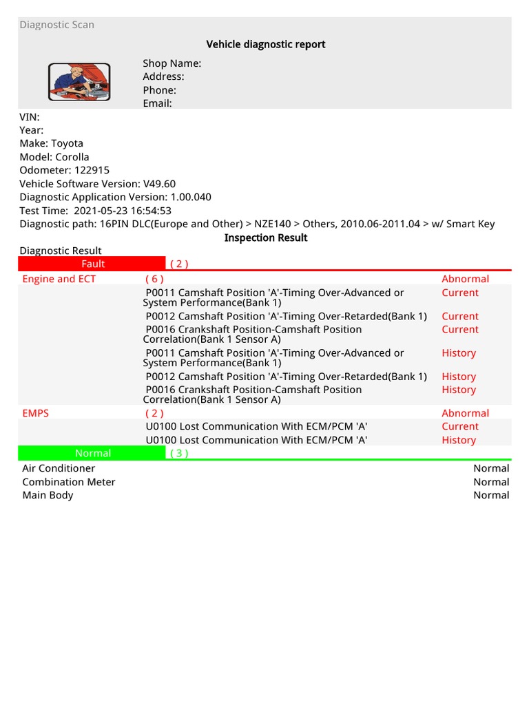 Bilal Toyota Corolla ECU Report | PDF