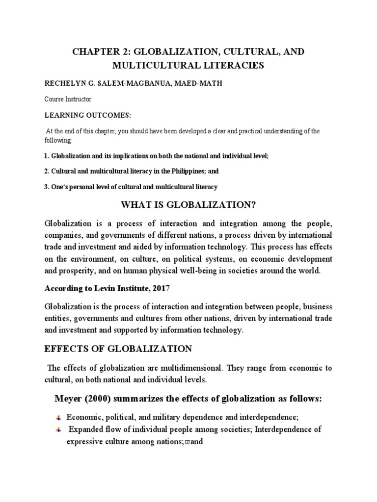 Chapter 2: Globalization, Cultural, and Multicultural Literacies | PDF | Multiculturalism | Literacy