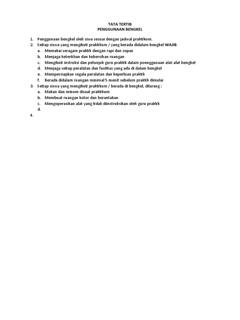 Tata Tertib Bengkel TSM | PDF