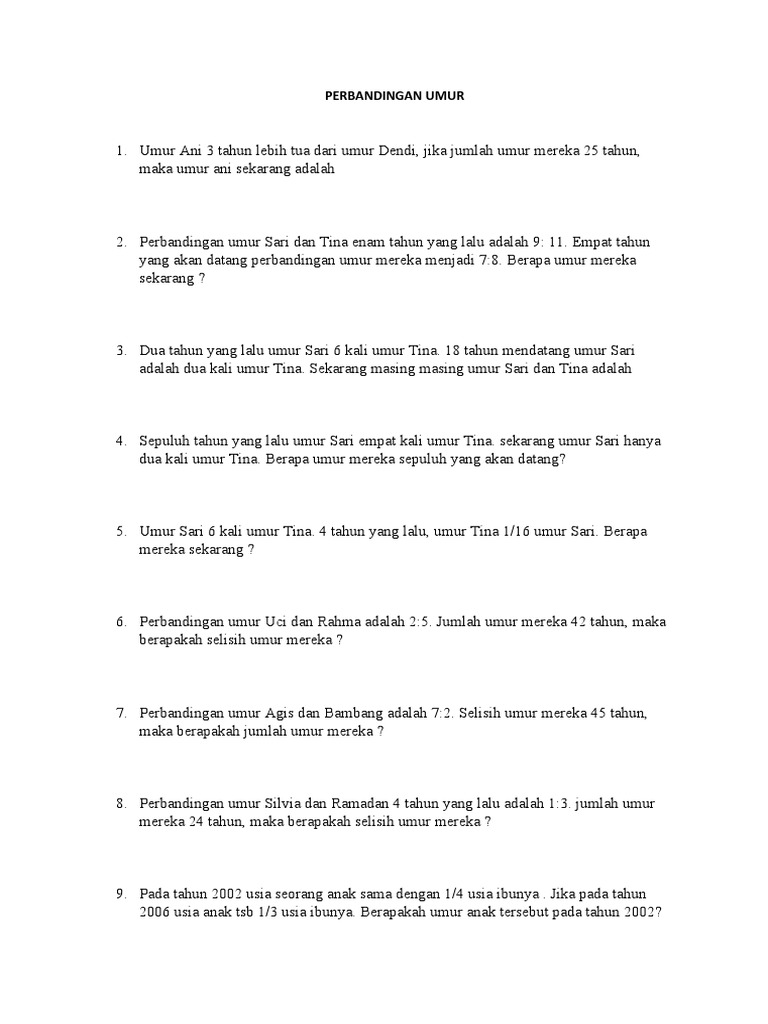 TIU Perbandingan Umur | PDF