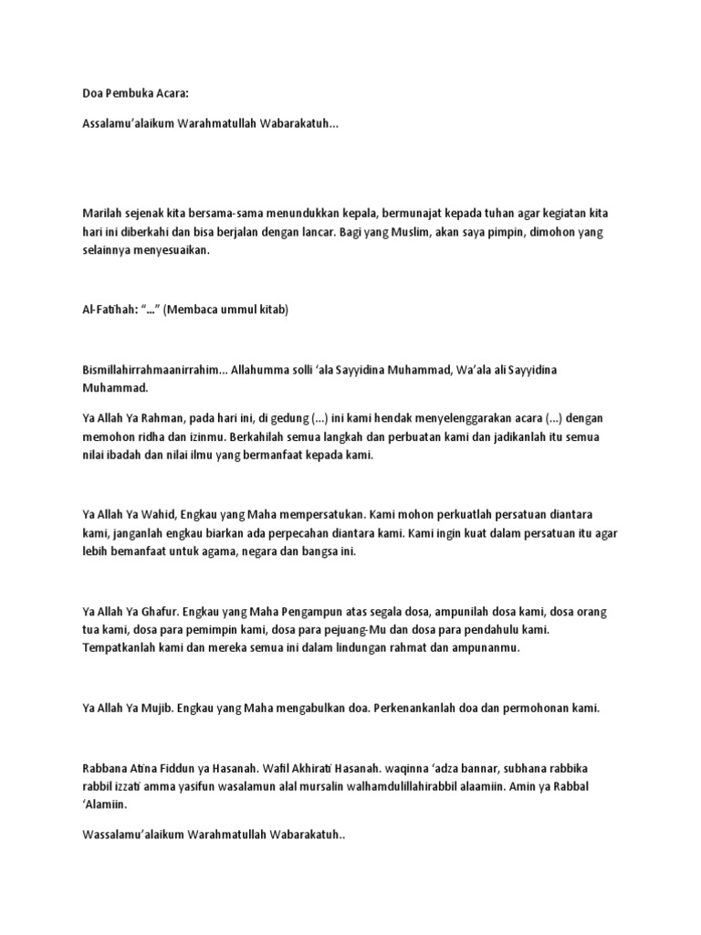 Doa Pembuka Acara | PDF
