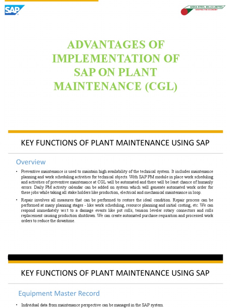SAP Benefits for Plant Maintenance | PDF | Systems Science | Computer ...