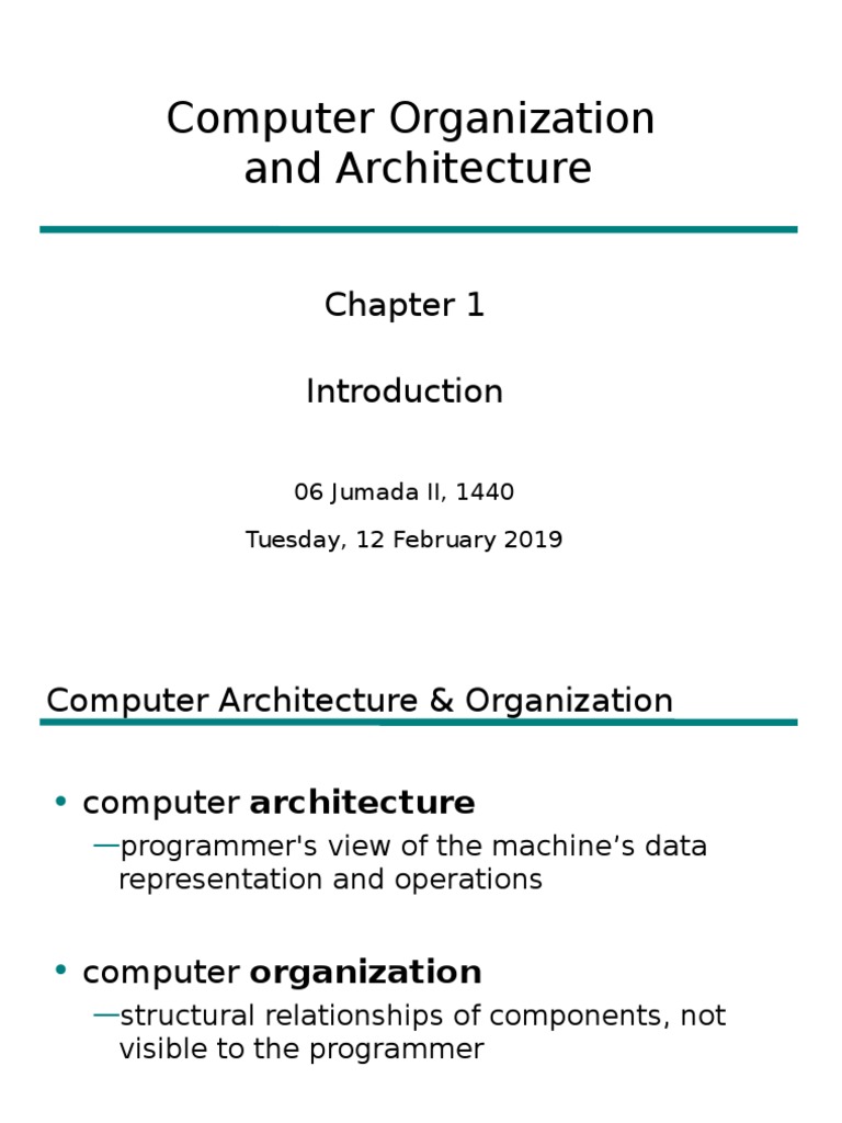 Computer Organization and Architecture: 06 Jumada II, 1440 Tuesday, 12 February 2019 | PDF ...