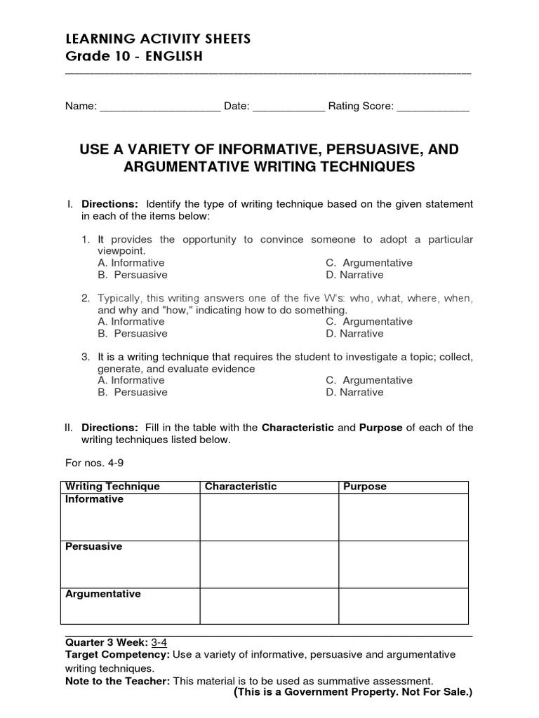 Learning Activity Sheets Grade 10 - ENGLISH | PDF | Human Nature ...
