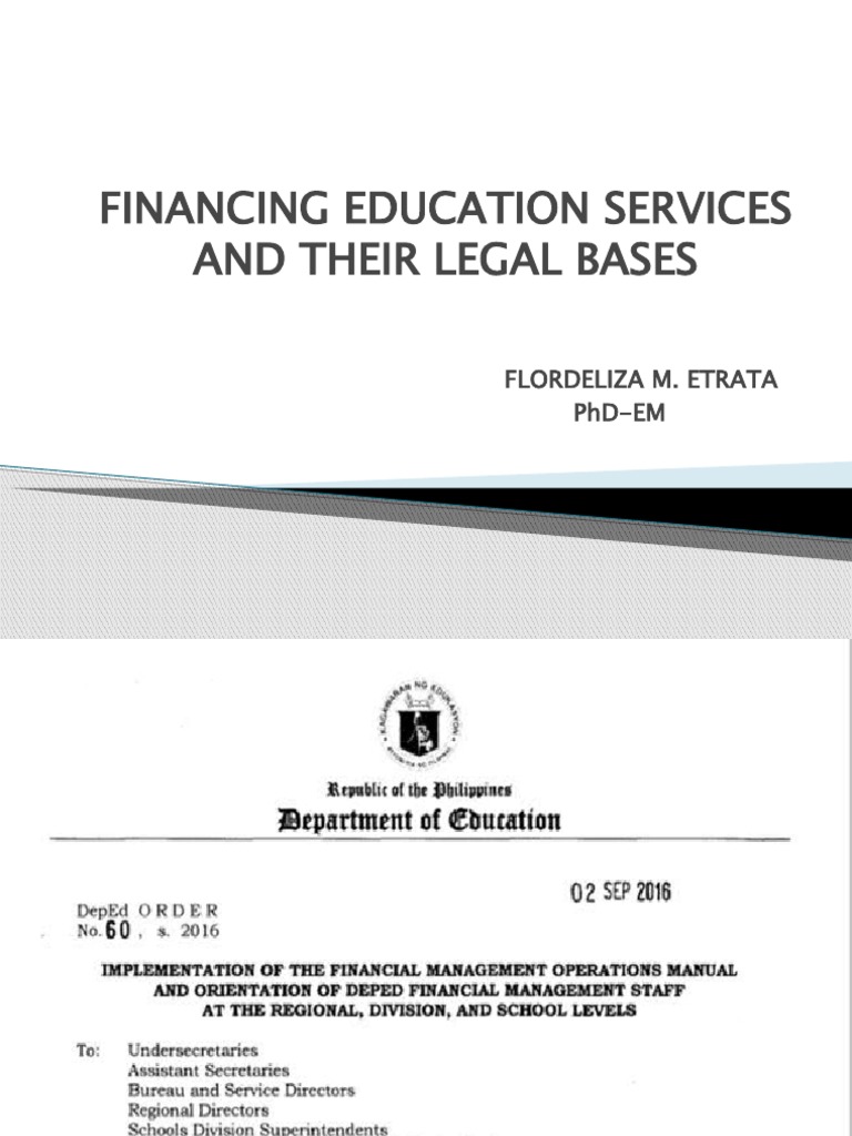Financing DepEd Education Services and Their Legal Bases | PDF ...
