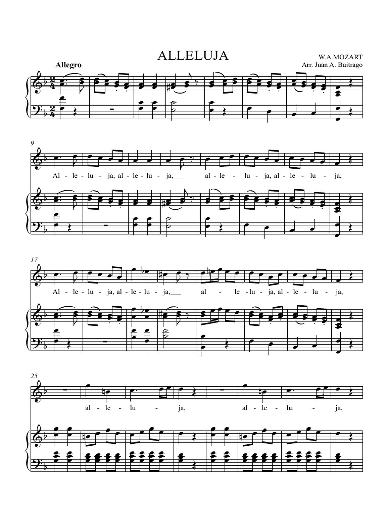 ALLELUJA - Mozart - Partitura Completa | PDF | Phonétique