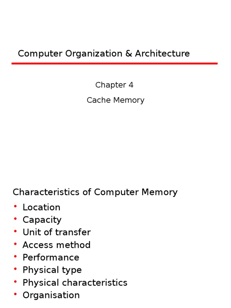 Computer Organization & Architecture: Cache Memory | PDF | Cpu Cache | Computer Data Storage