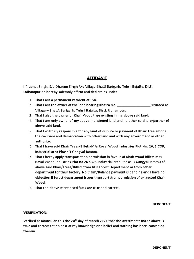 Affidavit: Verification | PDF