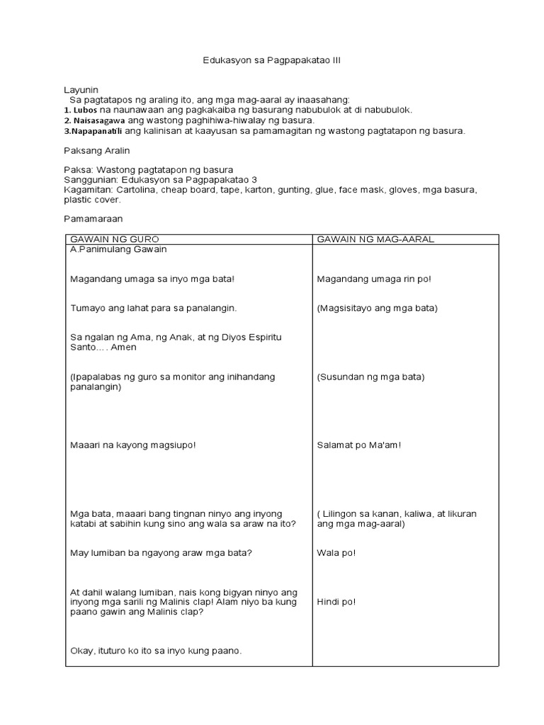 ESP III (Lesson Plan) | PDF