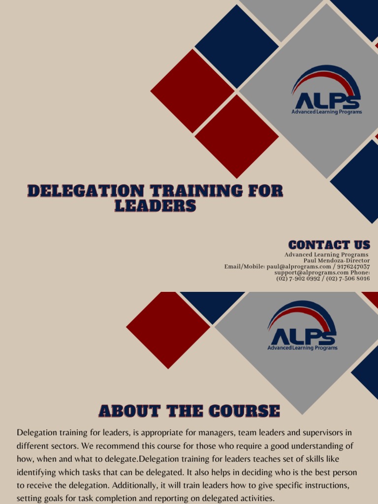 Brochure Delegation Training For Leaders Pdf Goal Psychological