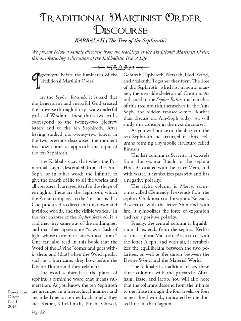 Traditional Martinist Order Discourse: KABBALAH (The Tree of The ...