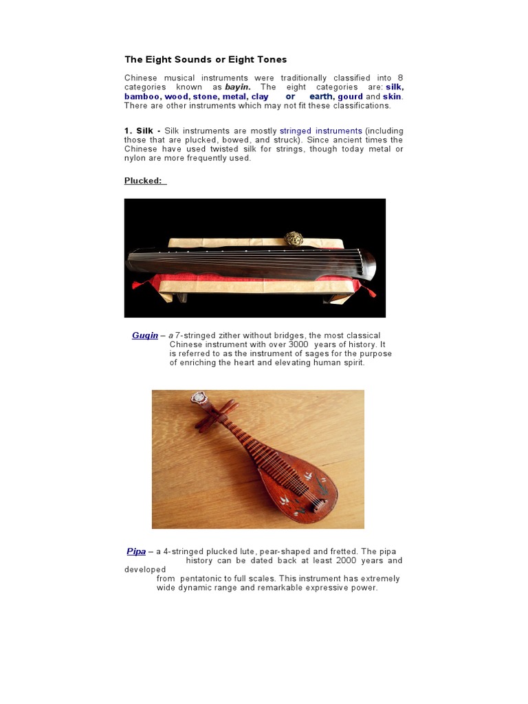 The Eight Sounds or Eight Tones: 1. Silk | PDF | String Instruments ...