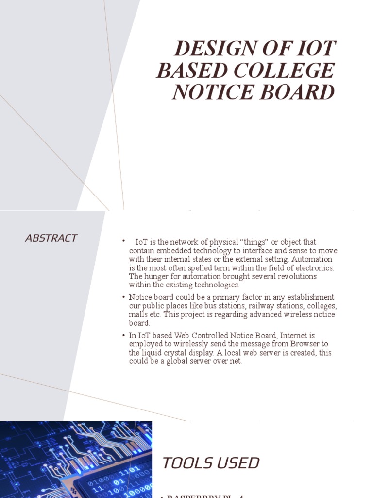 Design of Iot Based College Notice Board | PDF | Raspberry Pi | Computer Engineering