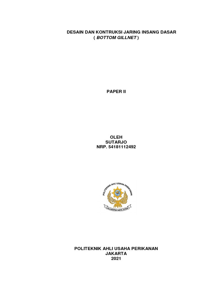 Desain Dan Kontruksi Jaring Insang Dasar (Bottom Gillnet) | PDF