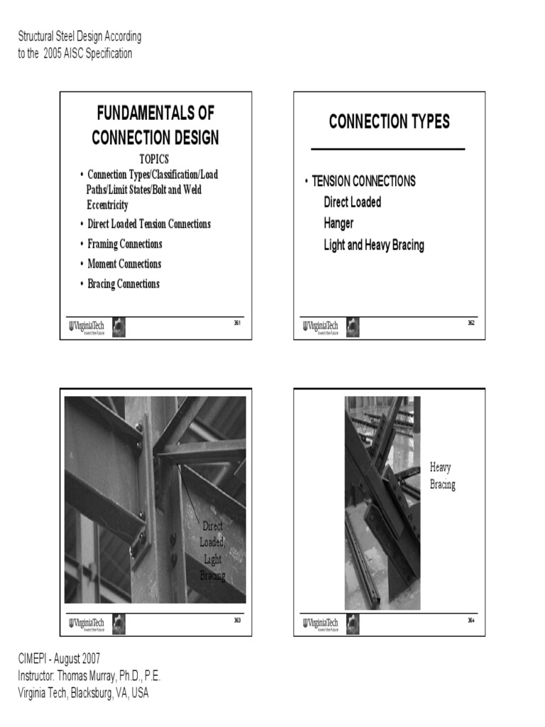 Fundamentals of Connection Design Connection Types: - Tension ...