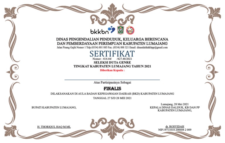 Sertifikat Finalis | PDF
