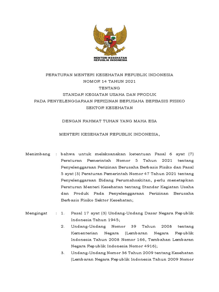 Permenkes 14 2021 | PDF