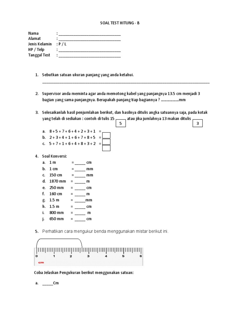 Soal Test Hitung - B | PDF