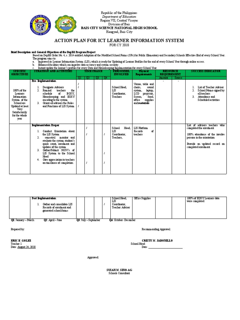 Action Plan For Lis Cy | Download Free PDF | Computing And Information Technology | Business