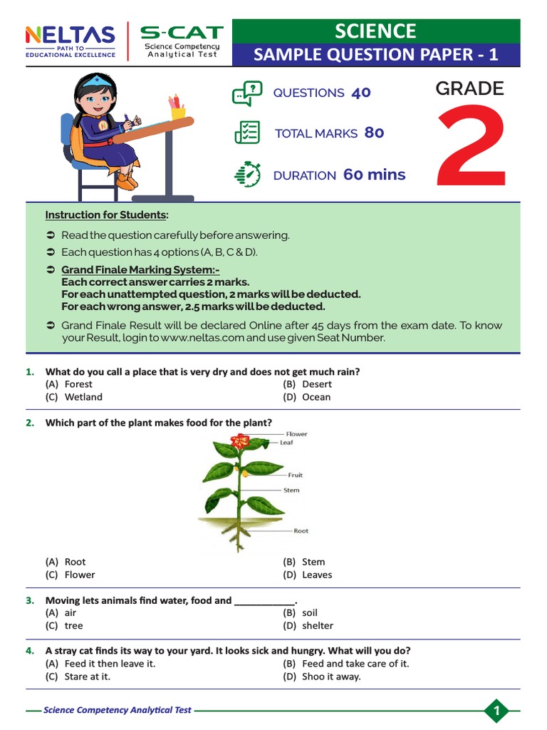 STD 2 Sample Question Paper | PDF | Foods | Nature
