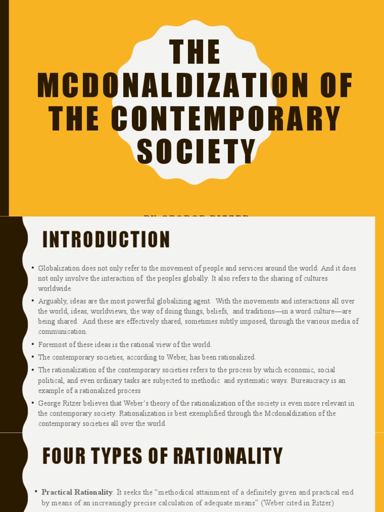 THE Mcdonaldization of The Contemporary Society: by George Ritzer | PDF ...
