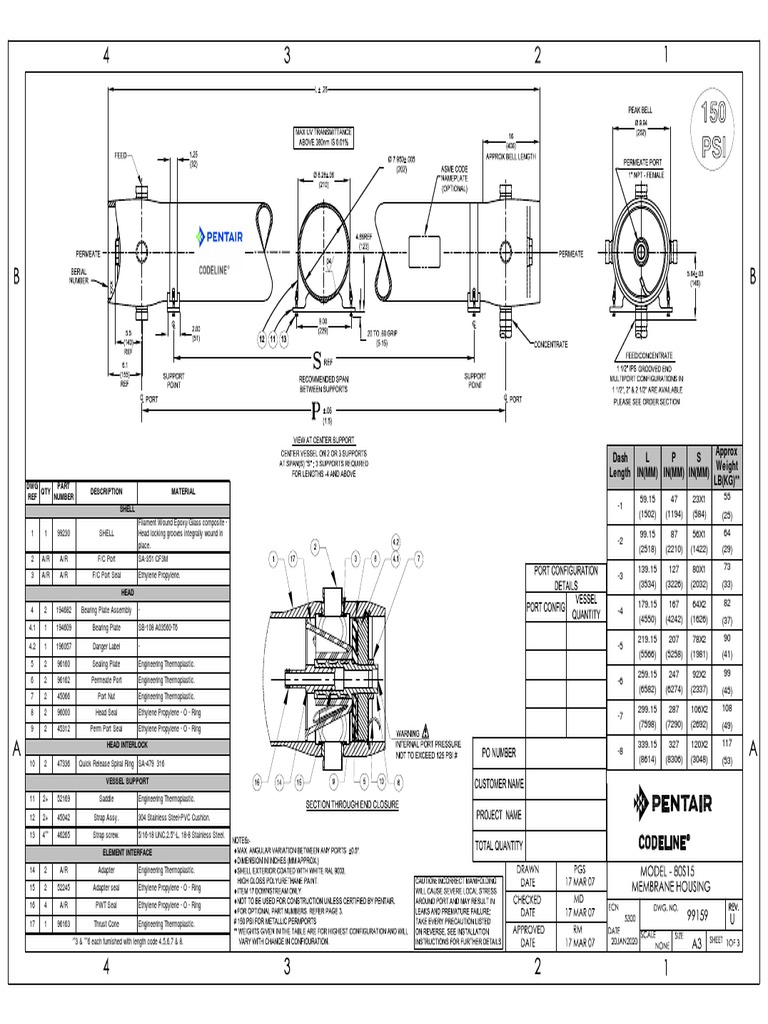 Codeline Drawing 80S15 | PDF | Pipe (Fluid Conveyance) | Stainless Steel