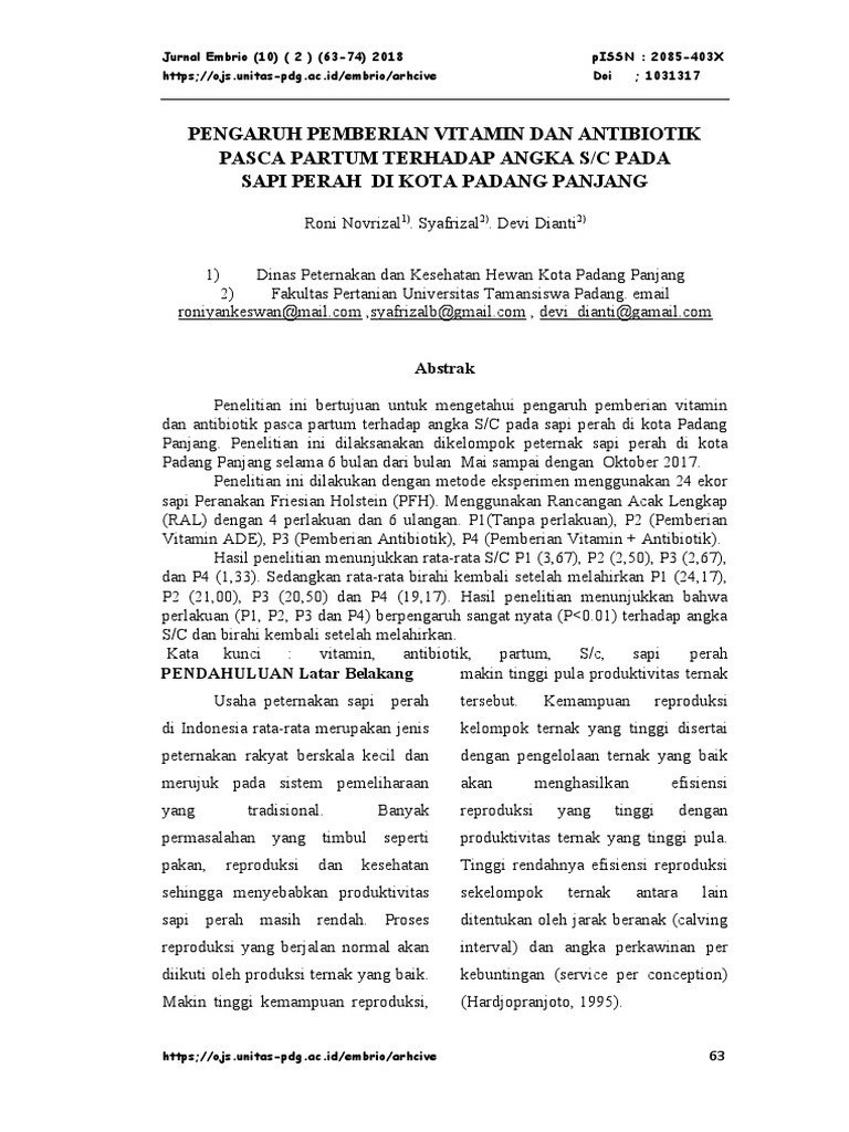 Vitamin & Antibiotik Sapi Perah | PDF | Kesehatan Holistik | Teknologi ...