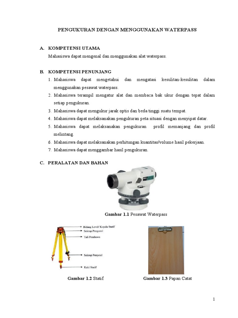 Pengukuran Dengan Menggunakan Waterpass | PDF