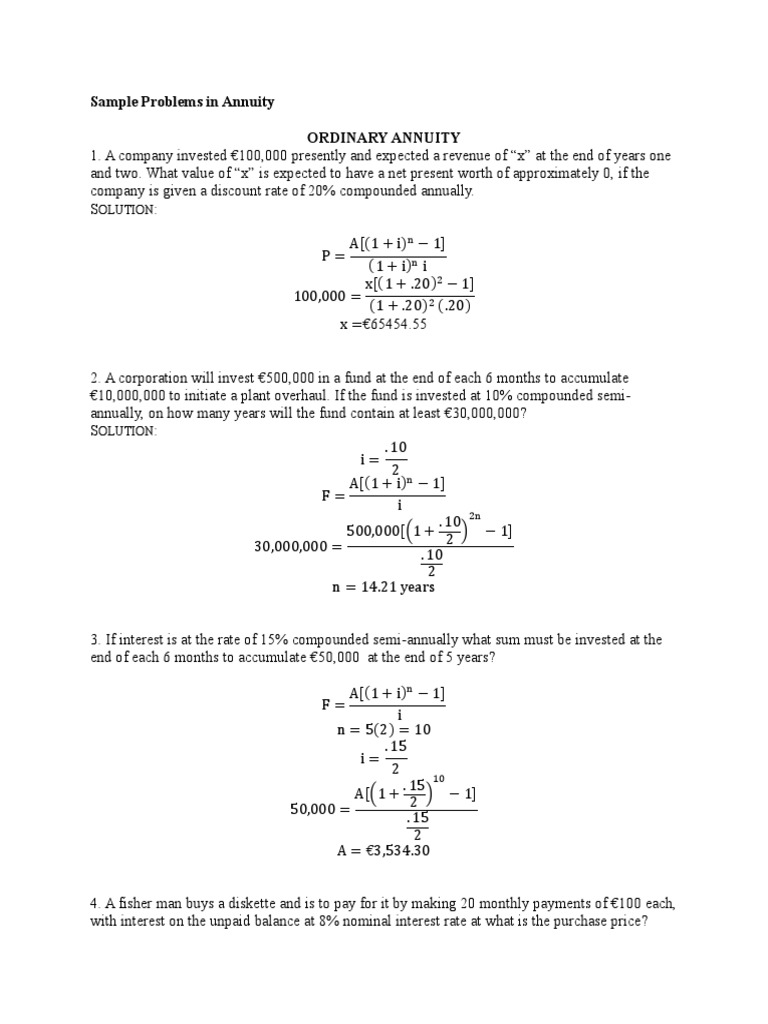 Sample Problems in Annuity For Ceit-03-302a and Ceit-04-501A | PDF ...