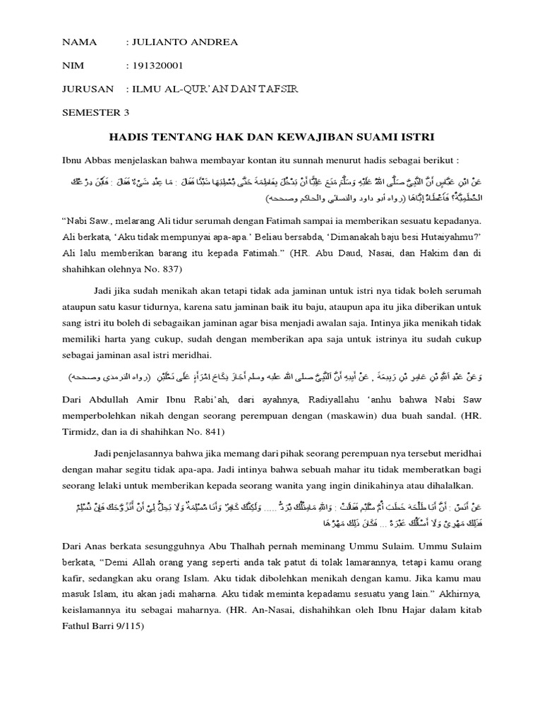 Hadis Tentang Hak Dan Kewajiban Suami Istri Pdf