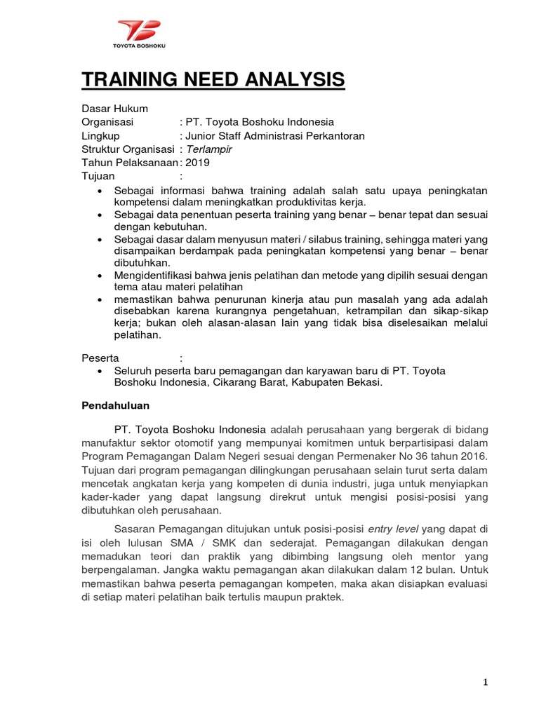 B2 Contoh Dokumen TNA | PDF
