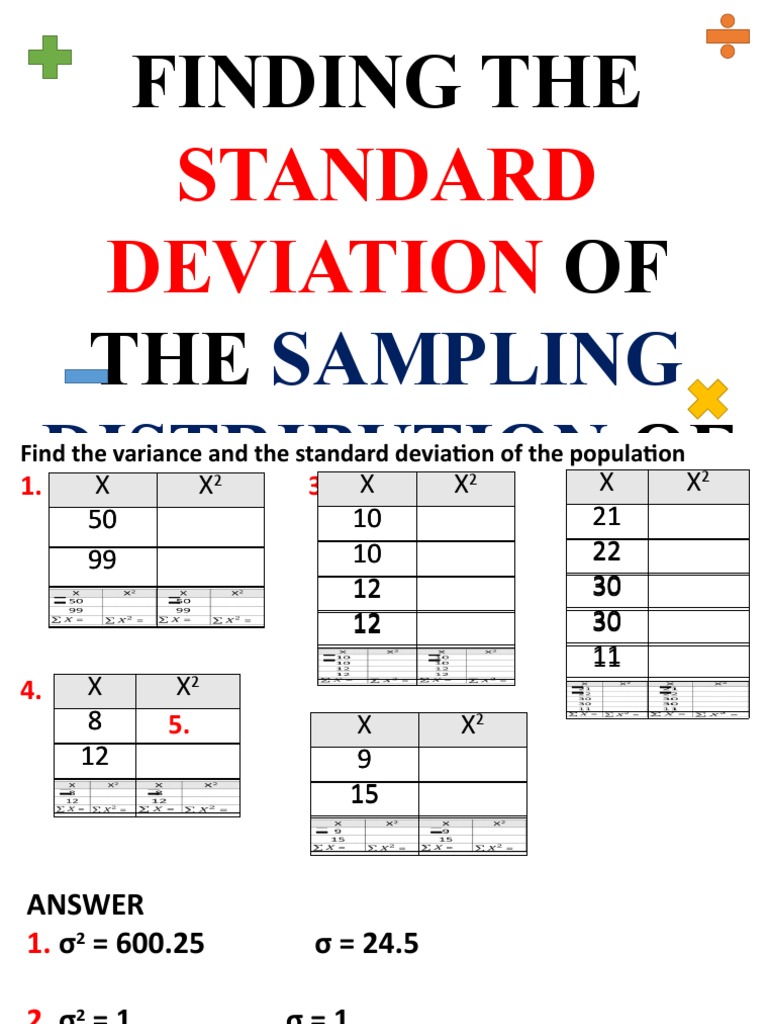 Standard Deviation of Sampling Distribution | PDF | Standard Deviation ...