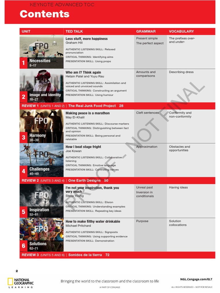 Keynote Advanced Toc | PDF | Stress (Linguistics) | Critical Thinking