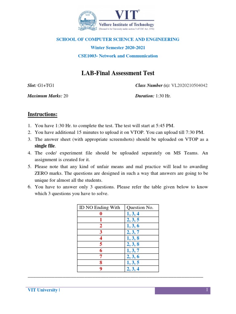 LAB-Final Assessment Test: Instructions | PDF | Router (Computing ...