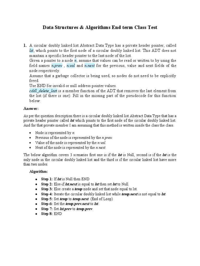 Solution Endterm Dsa Pdf Queue Abstract Data Type Pointer Computer Programming 