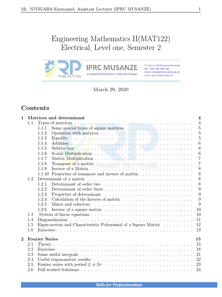Engineering Mathematics II | PDF | Eigenvalues And Eigenvectors ...