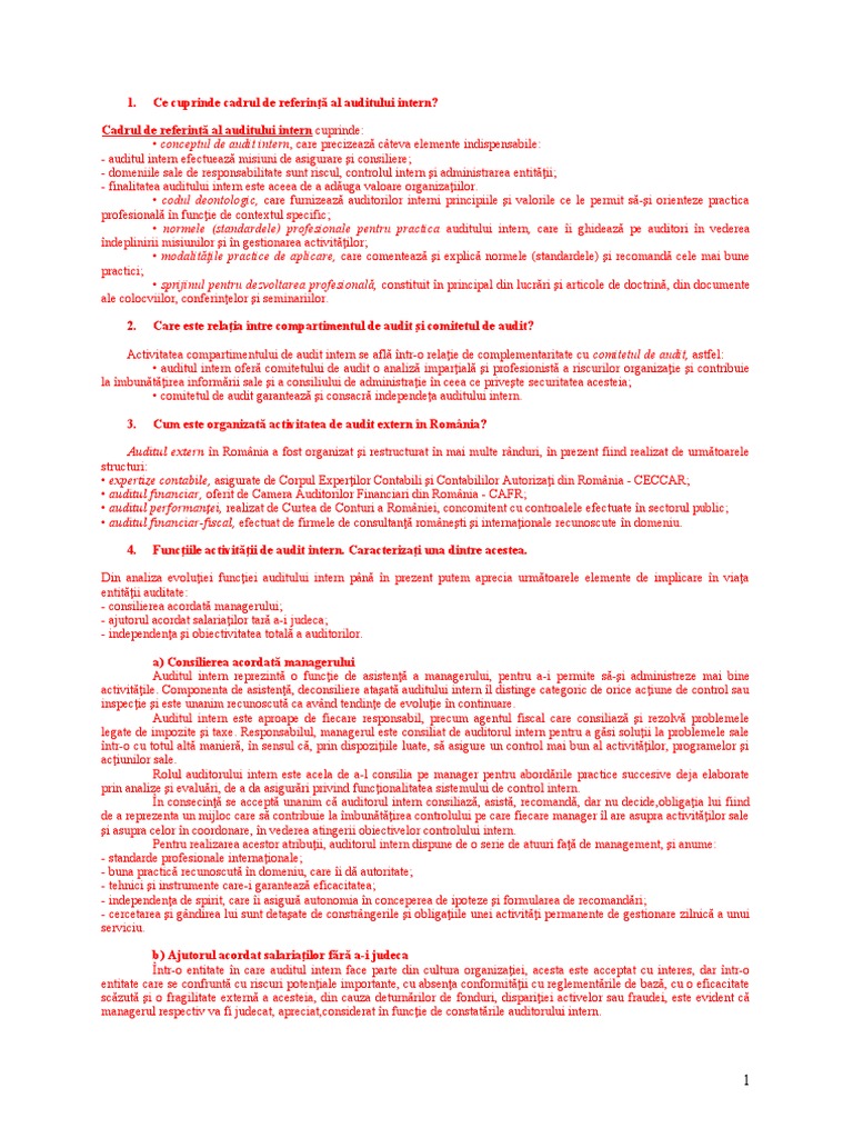 Subiecte Rezolvate Pentru Examen La Audit | PDF