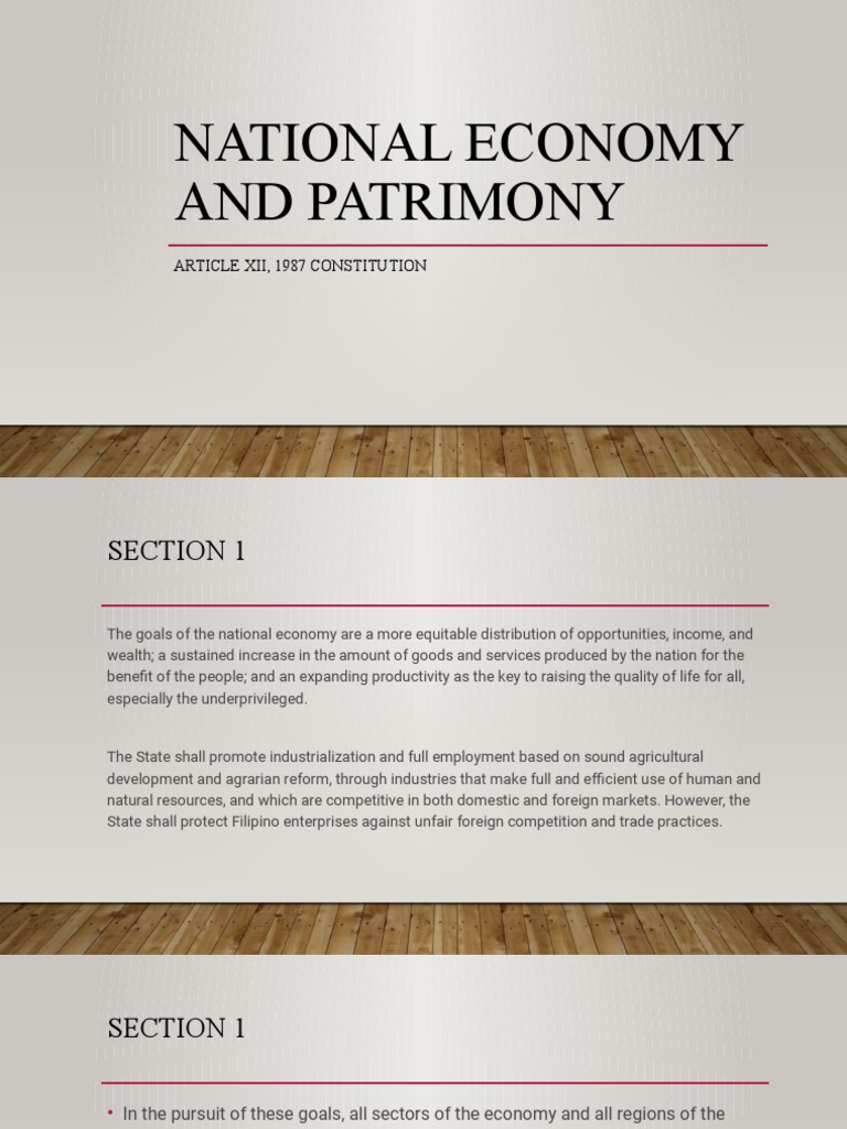 National Economy and Patrimony: Article Xii, 1987 Constitution | PDF ...