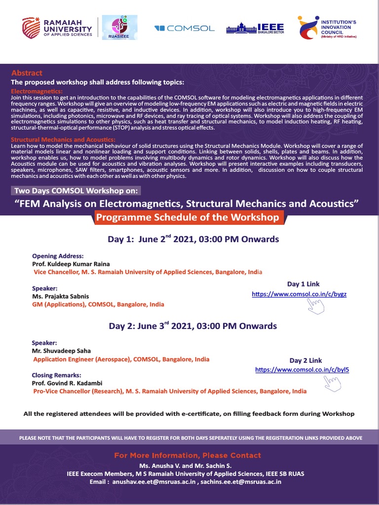 Programme Schedule of The Workshop "FEM Analysis On Electromagne CS ...