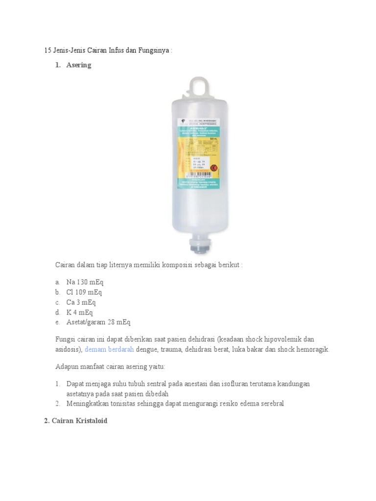 15 Jenis Cairan Infus | PDF | Kesehatan Holistik | Sains & Matematika