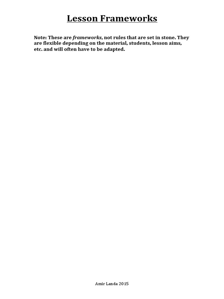 Lesson Frameworks | PDF | Reading Comprehension | Fluency