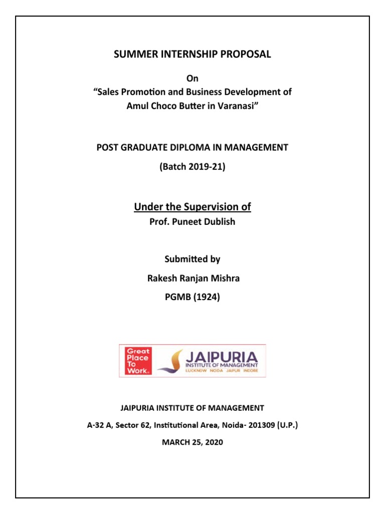 Amul Sip Proposal | Download Free PDF | Milk | Sales