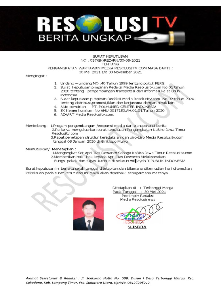 SK Resolusi Apri Tias | PDF