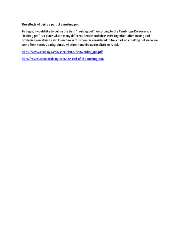 Effects of the Melting Pot Concept | PDF | Cross Cultural Communication ...